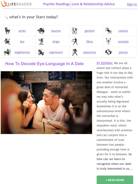Lifereader: How To Decode Eye-Language In A Date By Edwina | Milled