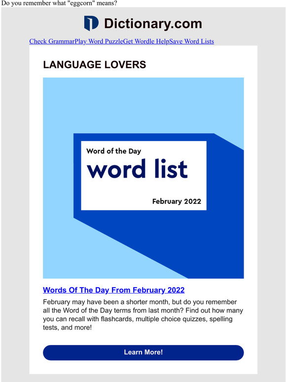 Dictionary.com: Your Word Of The Day Recap: February 2022 | Milled