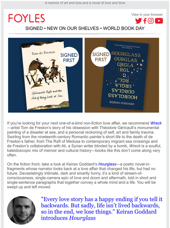 Foyles: New and signed by Tom de Freston, Keiran Goddard, Marlon James ...