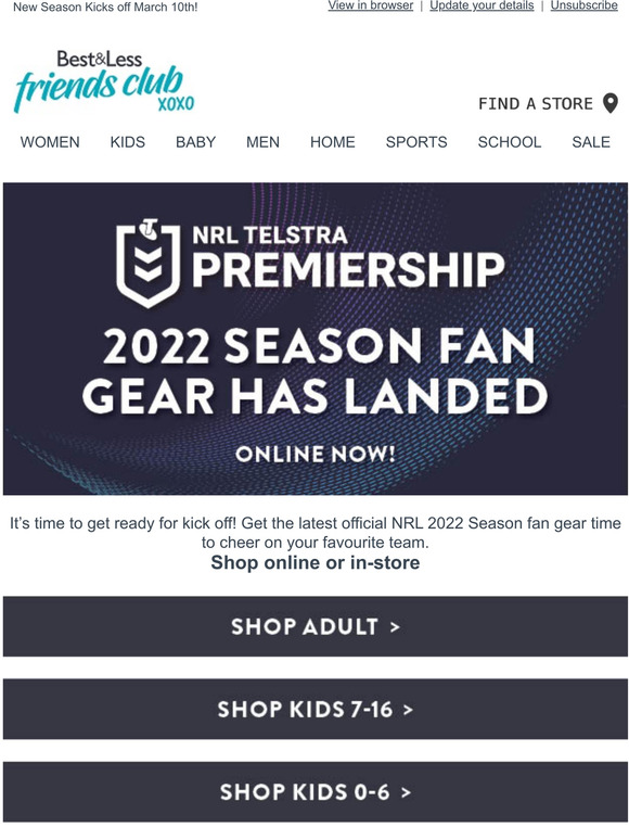 Best & Less: Official 2022 NRL Fan Gear has landed! Get in quick! | Milled
