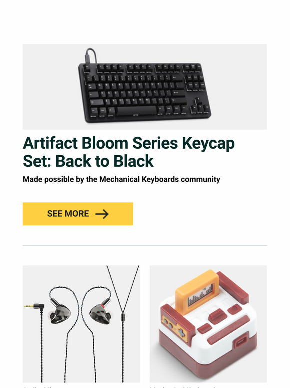 Drop: Artifact Bloom Series Keycap Set: Back to Black, IKKO OH10 IEM ...