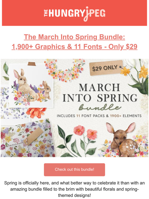 The Hungry JPEG: The March Into Spring Bundle: 1,900+ Graphics & 11 ...