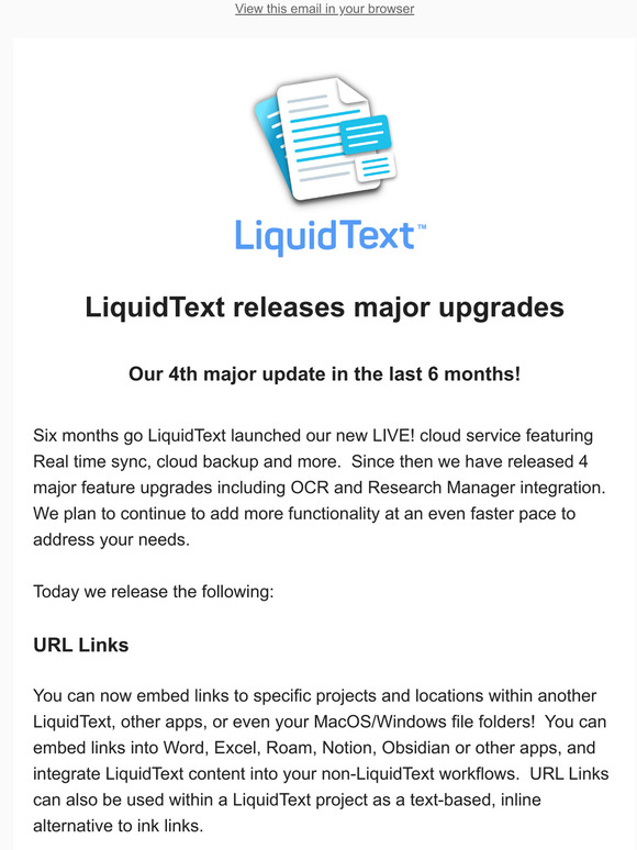 LiquidText: LiquidText Releases Major Upgrades to Search, URL Links and more | Milled