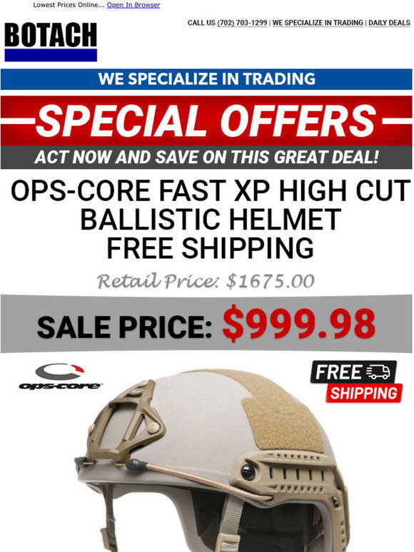 Botach Tactical: Special Offers! Ops-Core FAST XP Ballistic Helmet ...