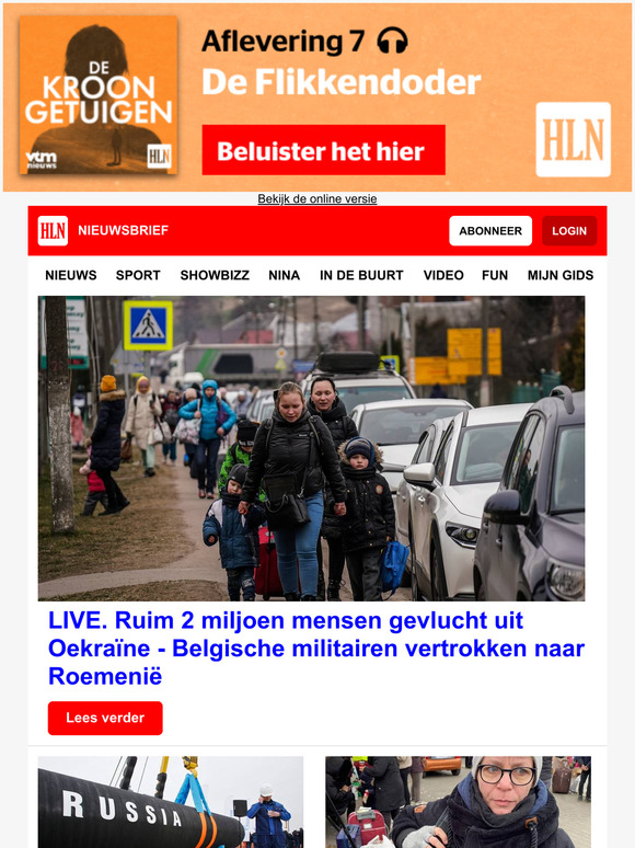 HLN: LIVE. Ruim 2 miljoen mensen gevlucht uit Oekrane - Belgische ...