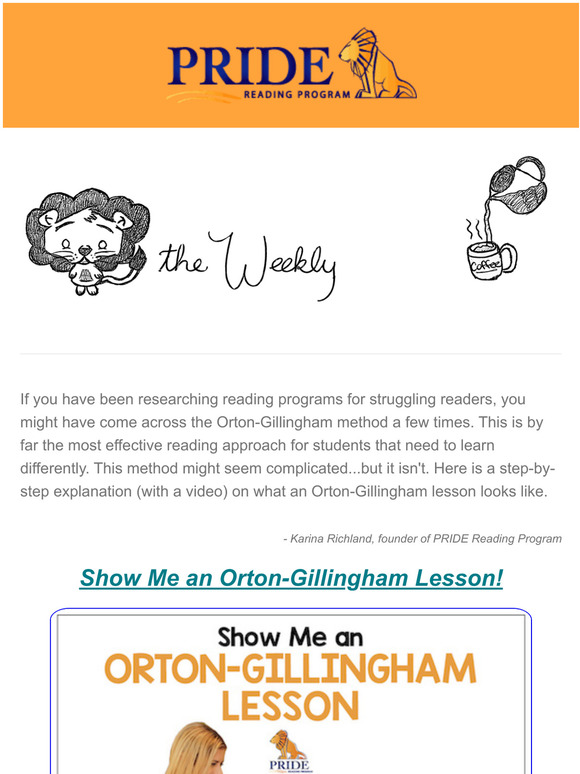 PRIDE Reading Program: Show me an Orton-Gillingham Lesson! | Milled