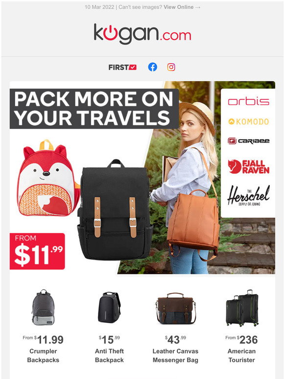 Kogan: Bags, Backpacks & Luggage for the Weekend Getaway | Milled