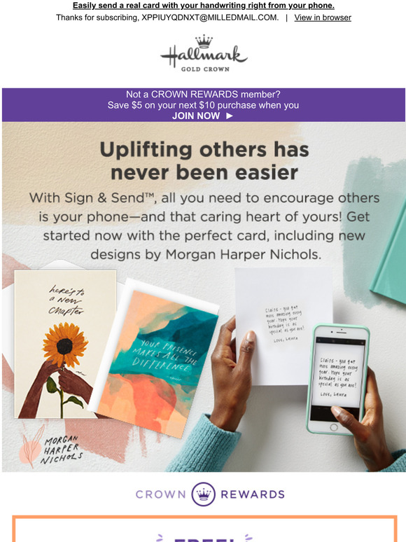 Hallmark: FREE Sign & Send card to uplift the ones you love! | Milled
