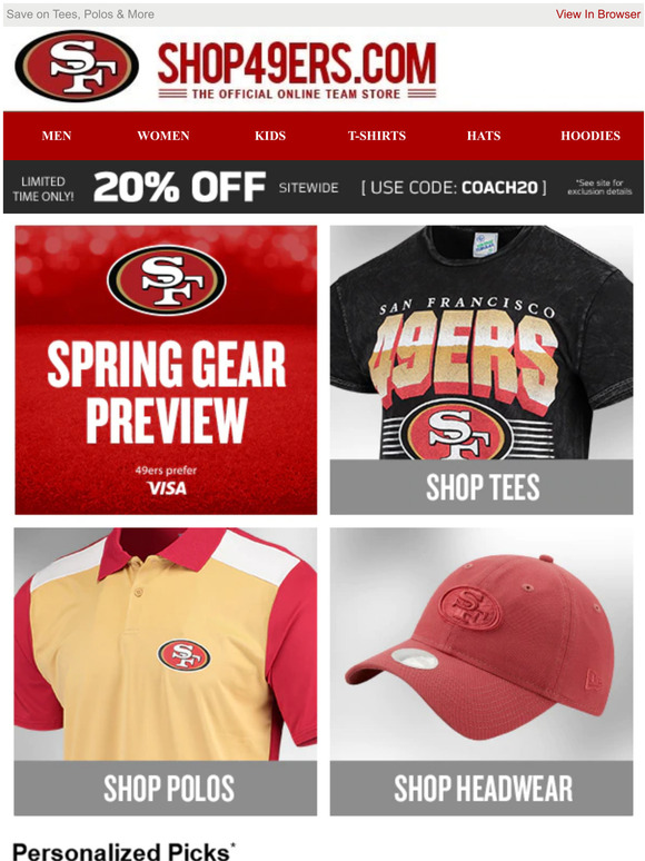 49ers Team Shop: Take 20% Off 49ers Styles For Spring! | Milled