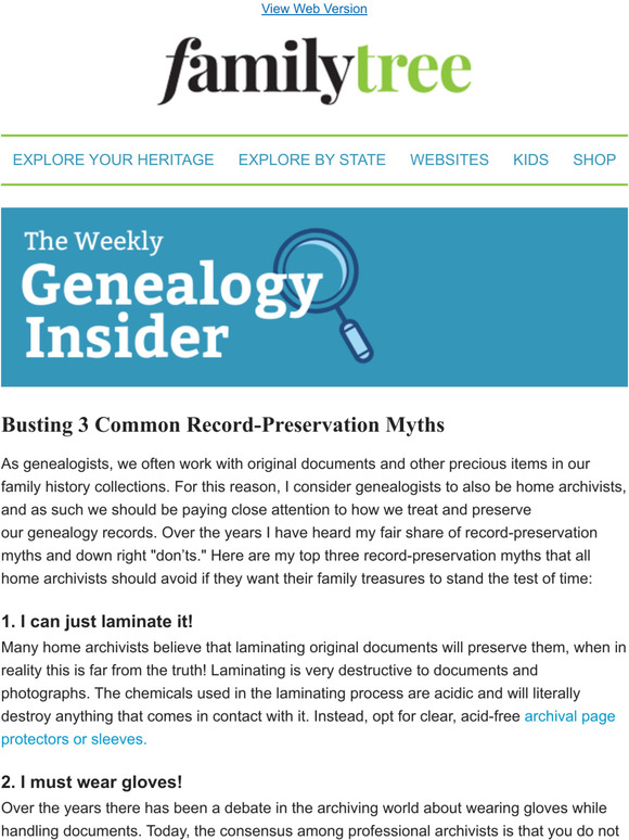 Family Tree Magazine: The Genealogy Insider: 3 Record-Preservation ...