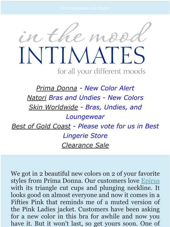 In The Mood Intimates: New Colors in Fav Bras from Prima Donna | Milled