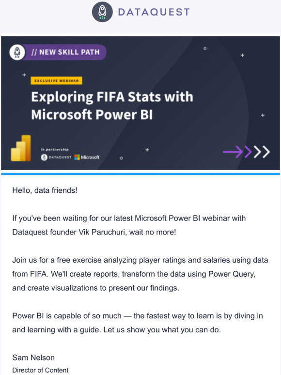 Dataquest Webinar Learn Microsoft Power Bi Using Data From Fifa Milled 4663