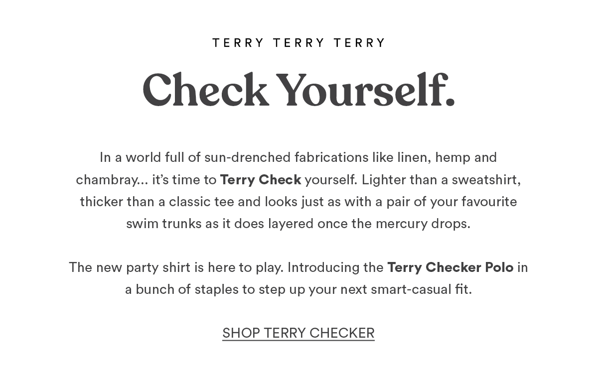 Barney Cools: TERRY CHECK YOURSELF | Milled