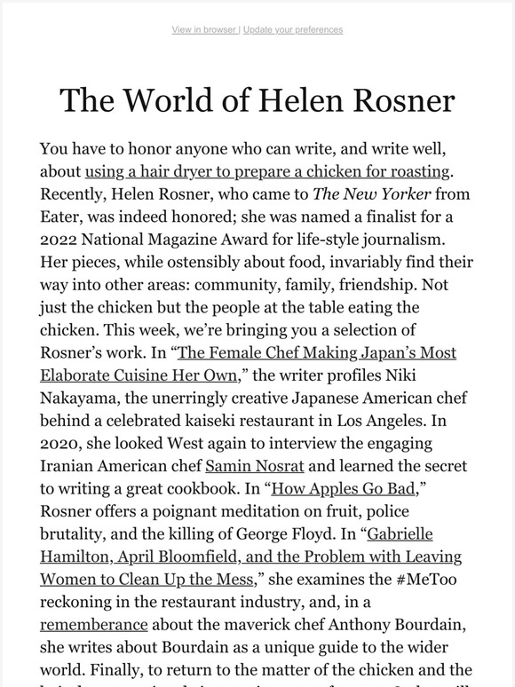 The New Yorker: The World of Helen Rosner | Milled