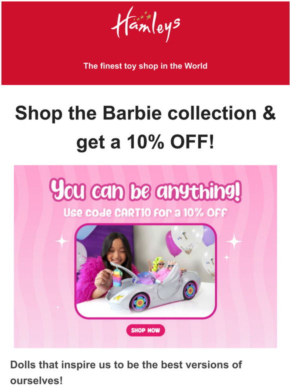 Hamleys: Shop the Barbie collection & get a 10% OFF! | Milled