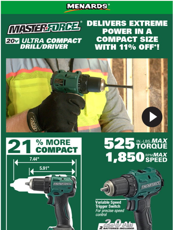 Menards: Extreme Power In A Compact Size - 20V Ultra Compact | Milled
