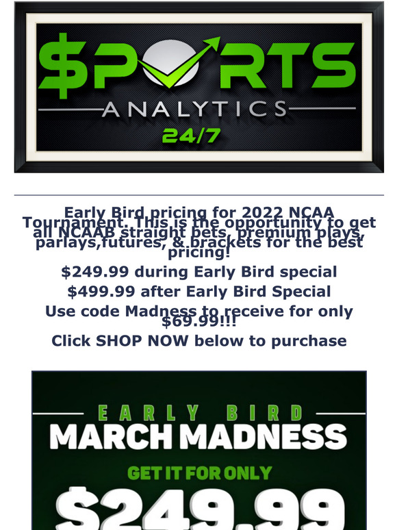 SportsAnalytics: Early Bird March Madness is available!!! | Milled