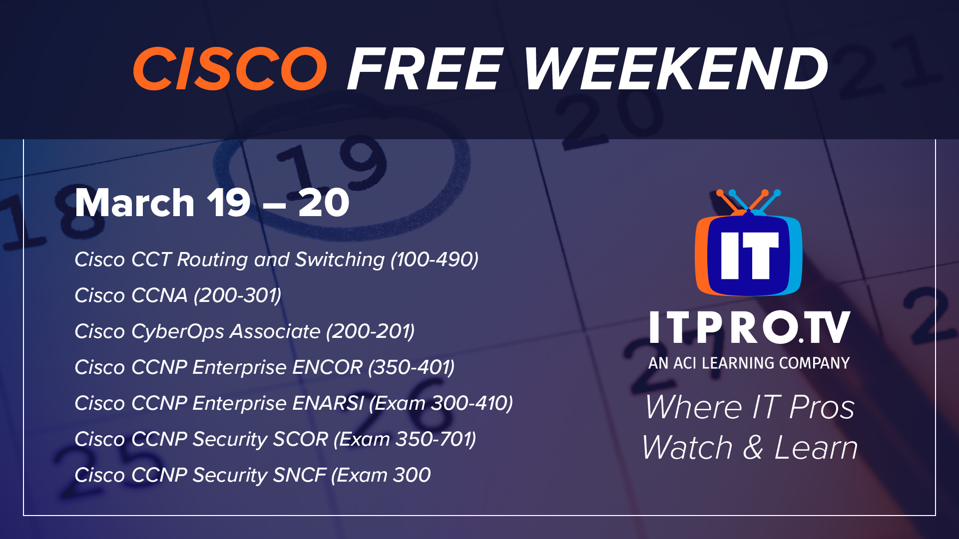 ITProTV: Free Cisco CCNA, CCT, CCNP, and more... | Milled