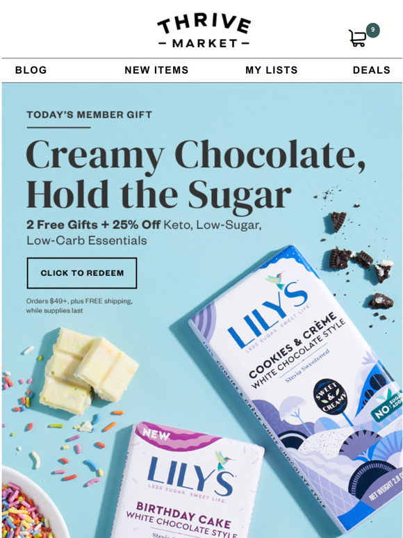 Thrive Market: 2 FREE chocolate bars + 25% off essentials | Milled
