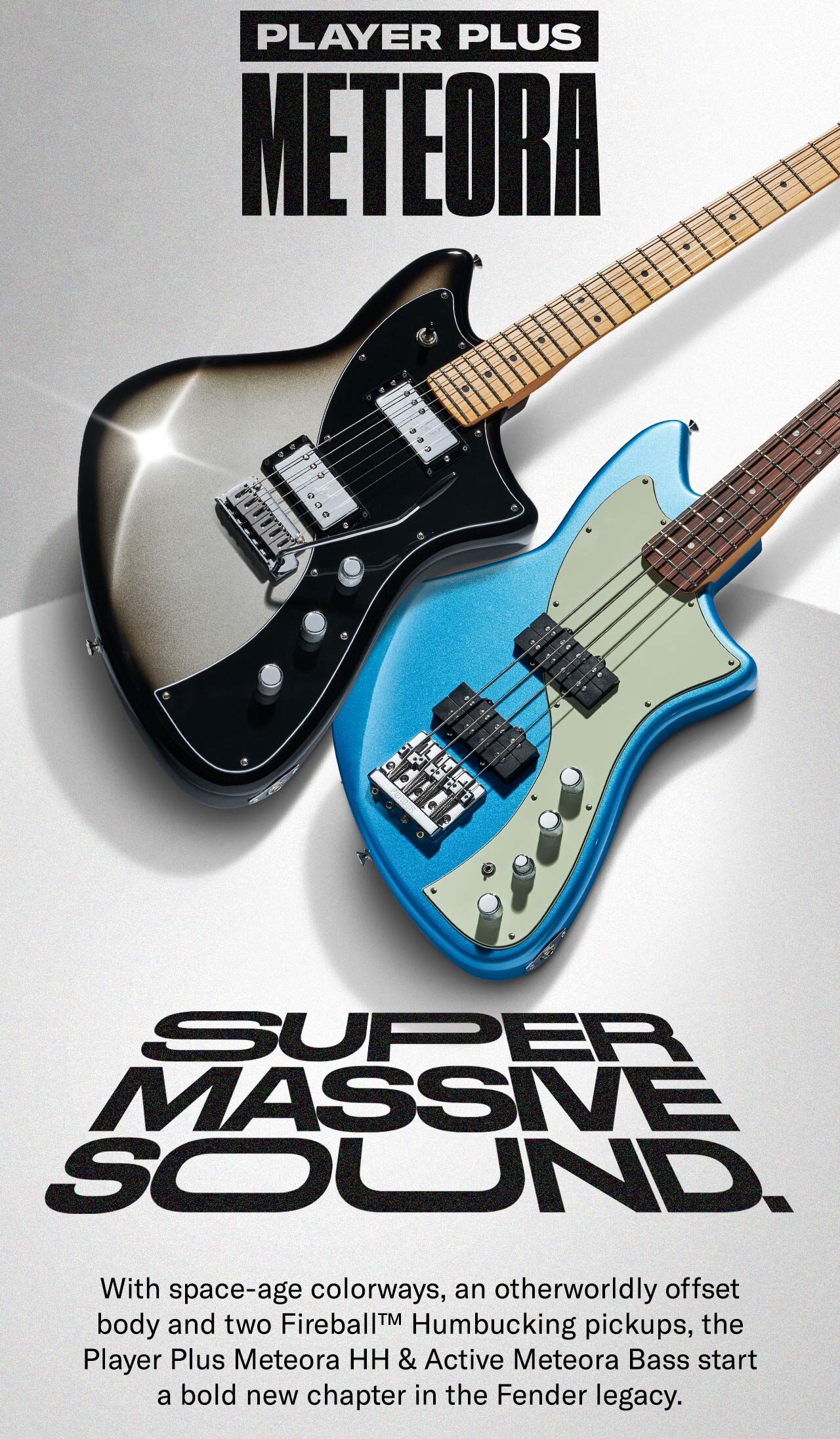 Fender UK: Introducing the Player Plus Meteora HH & Active Meteora Bass ...