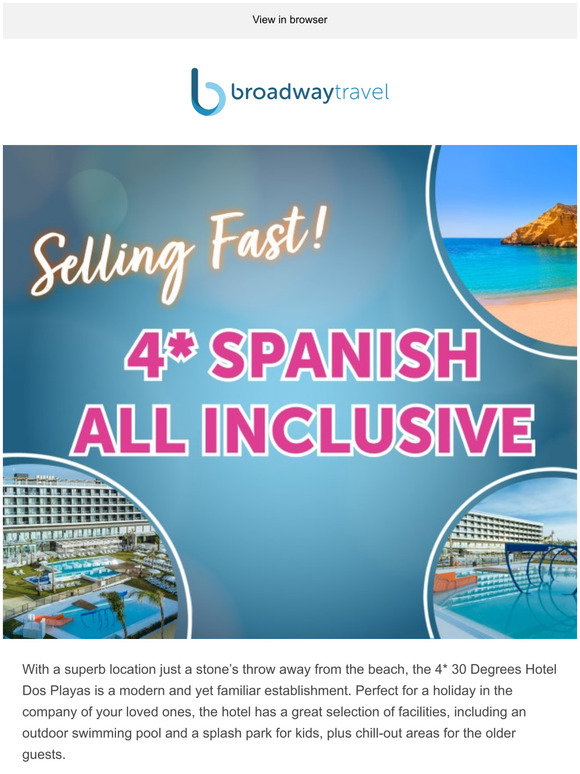 Broadway Travel: Spanish All Inclusive Getaway ! | Milled