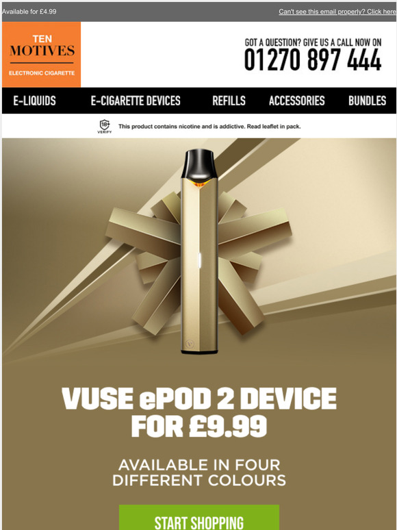 Ten Motives: Vuse ePod 2 Device for 9.99 | Milled