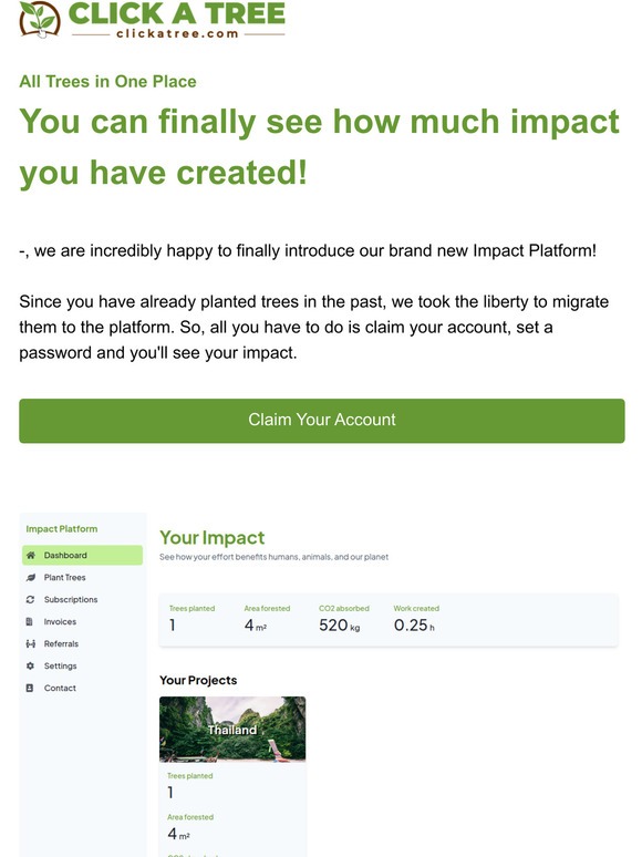 Click A Tree: Introducing Our New Impact Platform , - | Milled