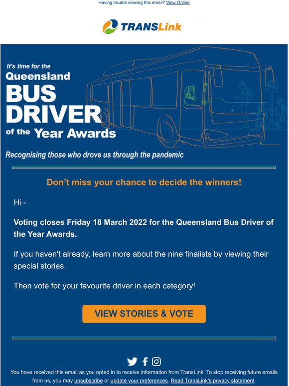 TransLink: Voting for Qld Bus Driver of the Year closes soon. Dont miss ...