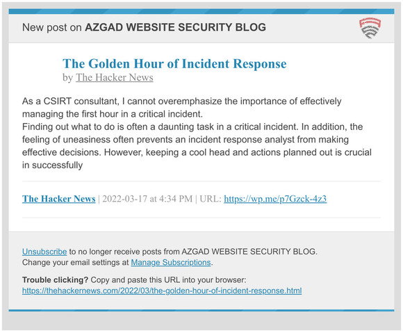 ARANET LLC.: [New post] The Golden Hour of Incident Response | Milled
