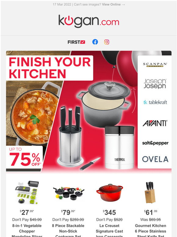 Kogan: Save up to 75% on Cookware in Our Birthday Sale!* | Milled
