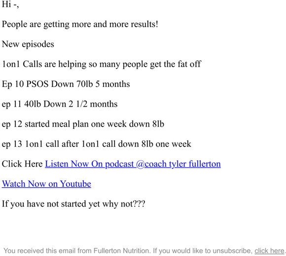 Fullerton Nutrition: 70lb down 40lb Down new episodes! | Milled