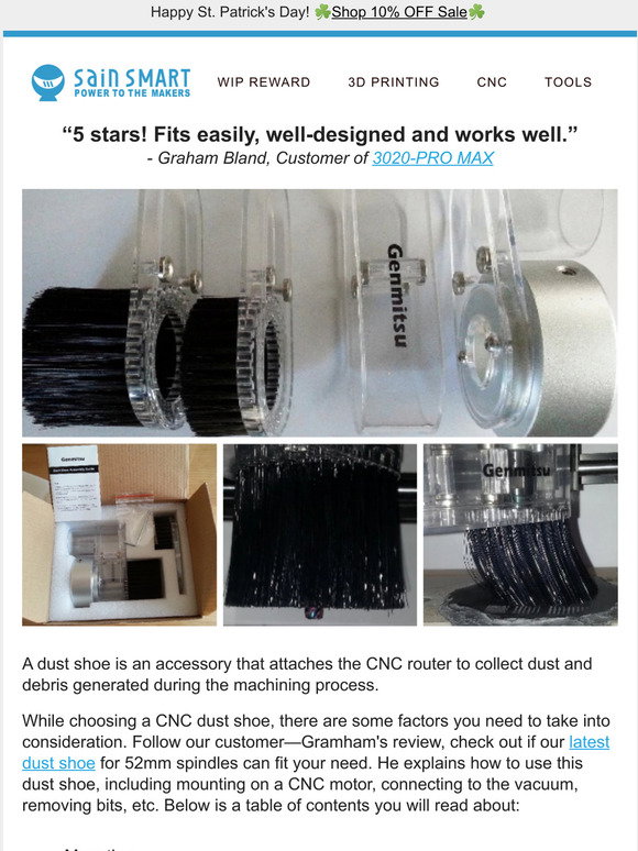 SainSmart: In-Depth Review | CNC Dust Shoe for 52mm Spindle Motor | Milled