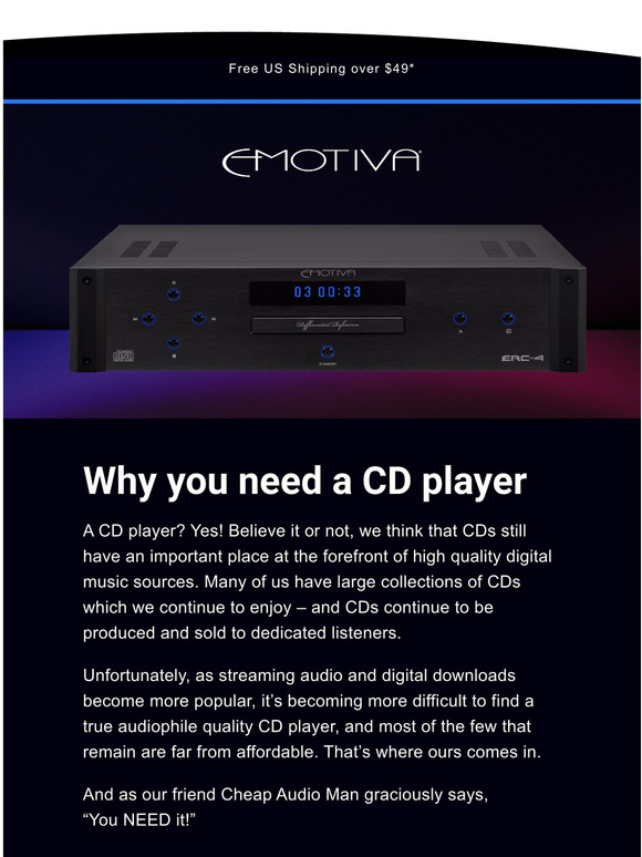 Emotiva: Never before reviewed: ERC-4 CD Player | Milled