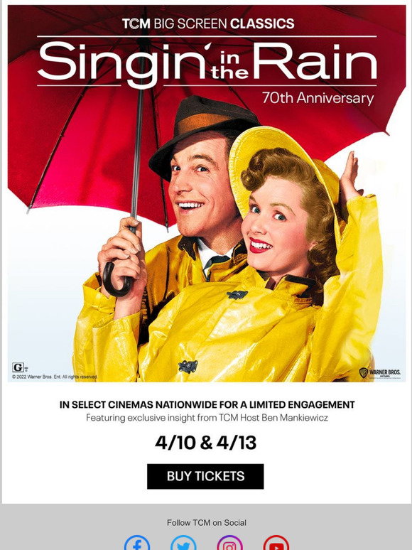 Turner Classic Movies: Singin' in the Rain Returns to Theaters for a ...