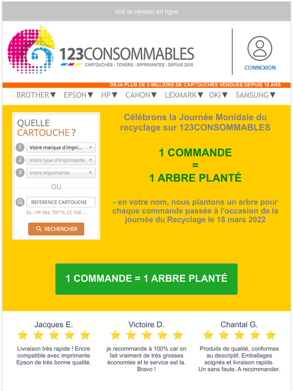Consommables: Journe du Recyclage 1 commande = 1 arbre plant sur 123CONSOMMABLES ! | Milled