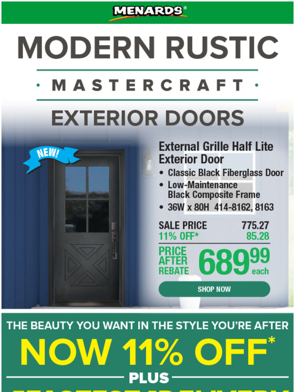 Menards: Mastercraft Modern Rustic Doors - 11% OFF* | Milled