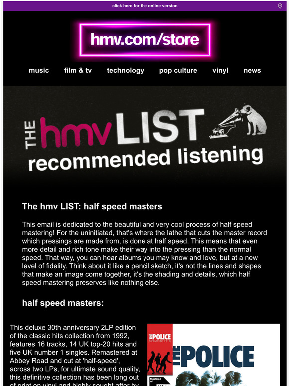 HMV: the hmv List: half speed masters | Milled