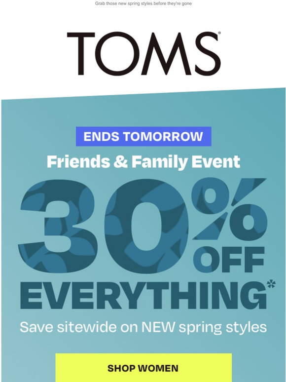 TOMS Email Newsletters: Shop Sales, Discounts, and Coupon Codes