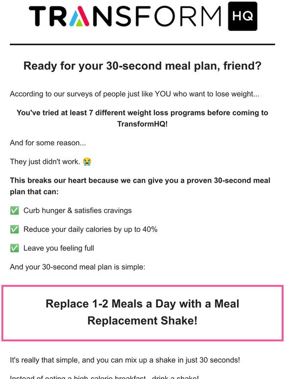 Transform Management LLC: The 30-second meal plan (that actually works ...