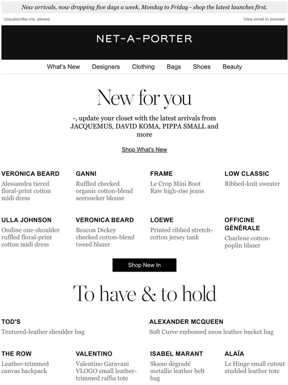 Net-A-Porter Email Newsletters: Shop Sales, Discounts, and Coupon Codes