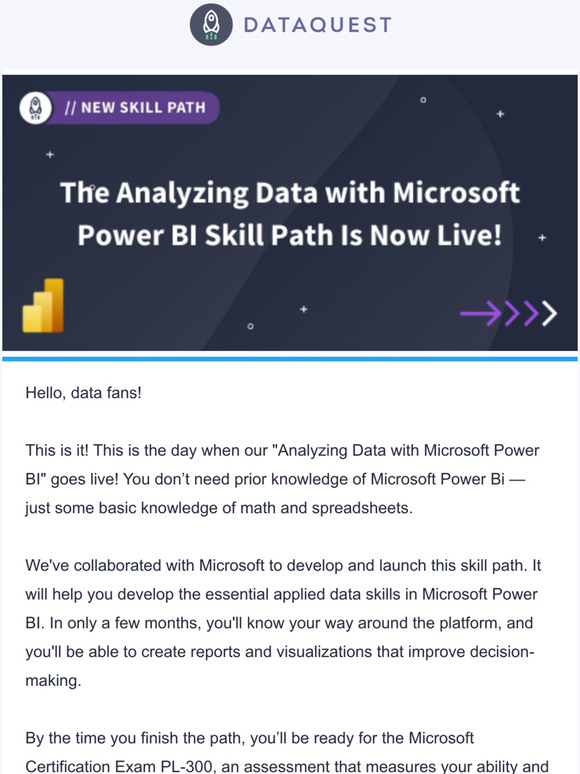 Dataquest: The Analyzing Data with Microsoft Power BI Skill Path Is Now Live! | Milled