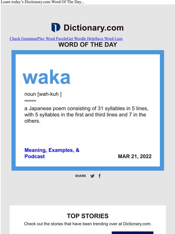Dictionary.com: waka | Word of the Day | Milled