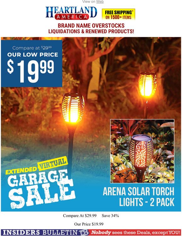 Heartland America: Just Arrived! $19.99 Arena Solar Torch Lights 2-Pack ...