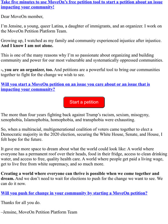 MoveOn: I feel hope for the future | Milled