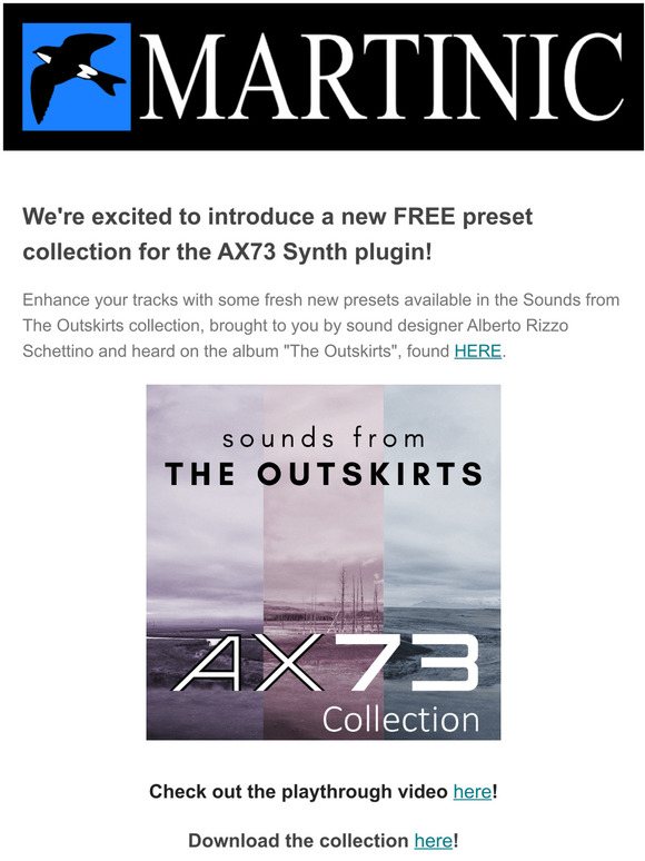 Martinic Audio: New FREE Preset Collection for the AX73 Synth! | Milled