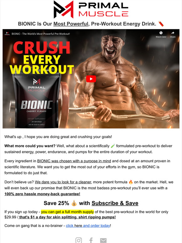 Primal Muscle: BIONIC Is Our Most Powerful, Pre-Workout Energy Drink ...