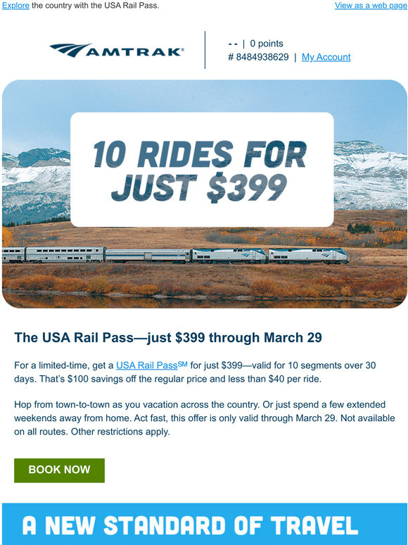 Amtrak: -limited-time offer on the USA Rail Pass. | Milled