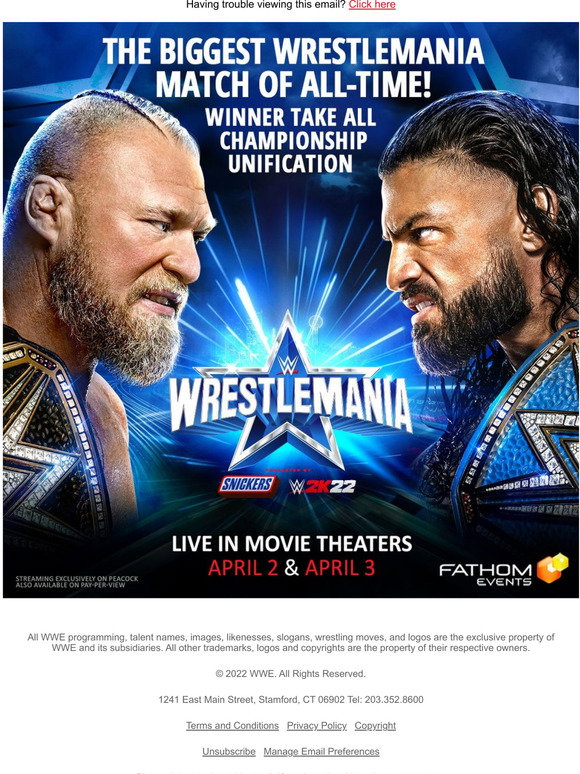 WWE: WrestleMania Live in Theaters! | Milled