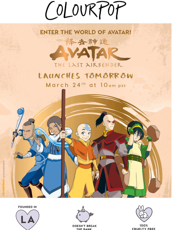 ColourPop: Avatar: The Last Airbender x ColourPop drops tomorrow | Milled