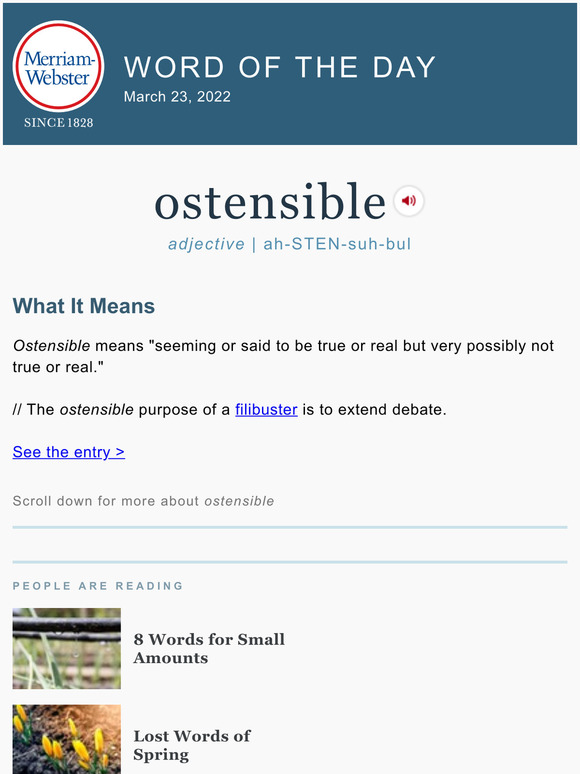 Merriam-Webster: Ostensible - plus, 8 Words for Small Amounts | Milled